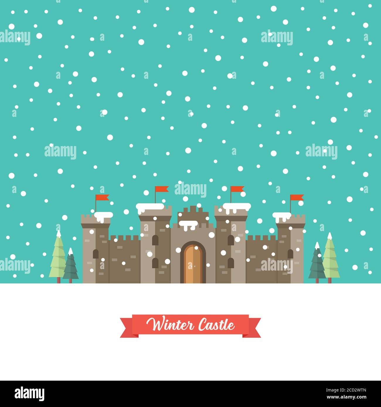 Medieval castle in snow Stock Vector Images - Alamy