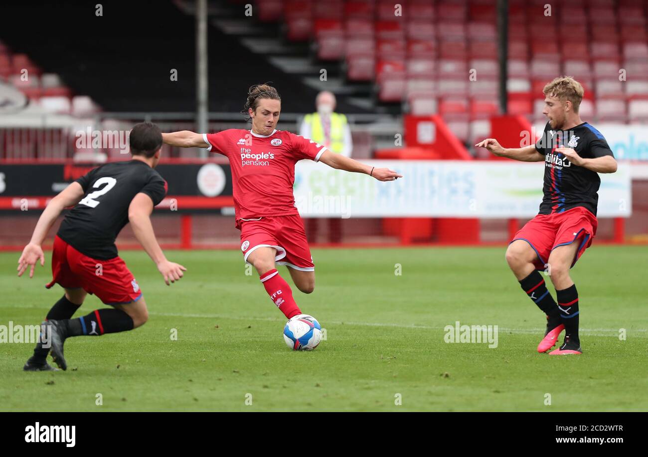 Crawley, UK. 15 August 2020 Crawley Town's Sam Matthews during a pre ...