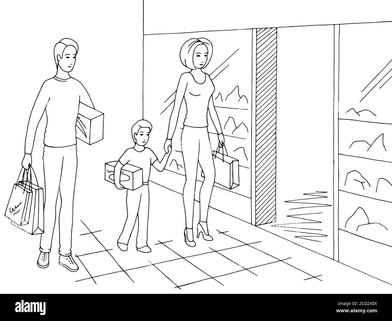 Sketch people shopping hi-res stock photography and images - Alamy