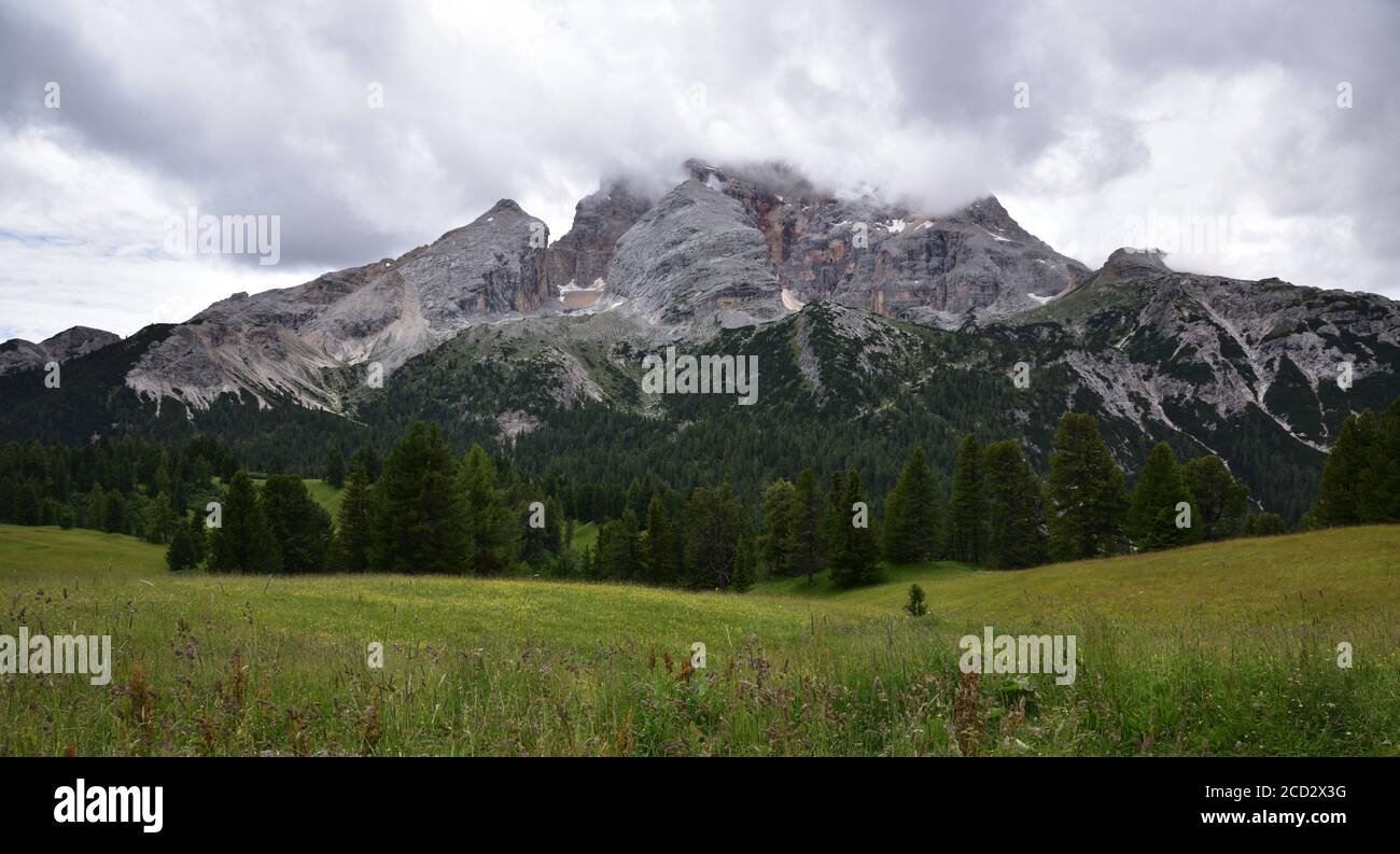 The Croda Rossa mountain group seen from Prato Piazza Stock Photo - Alamy