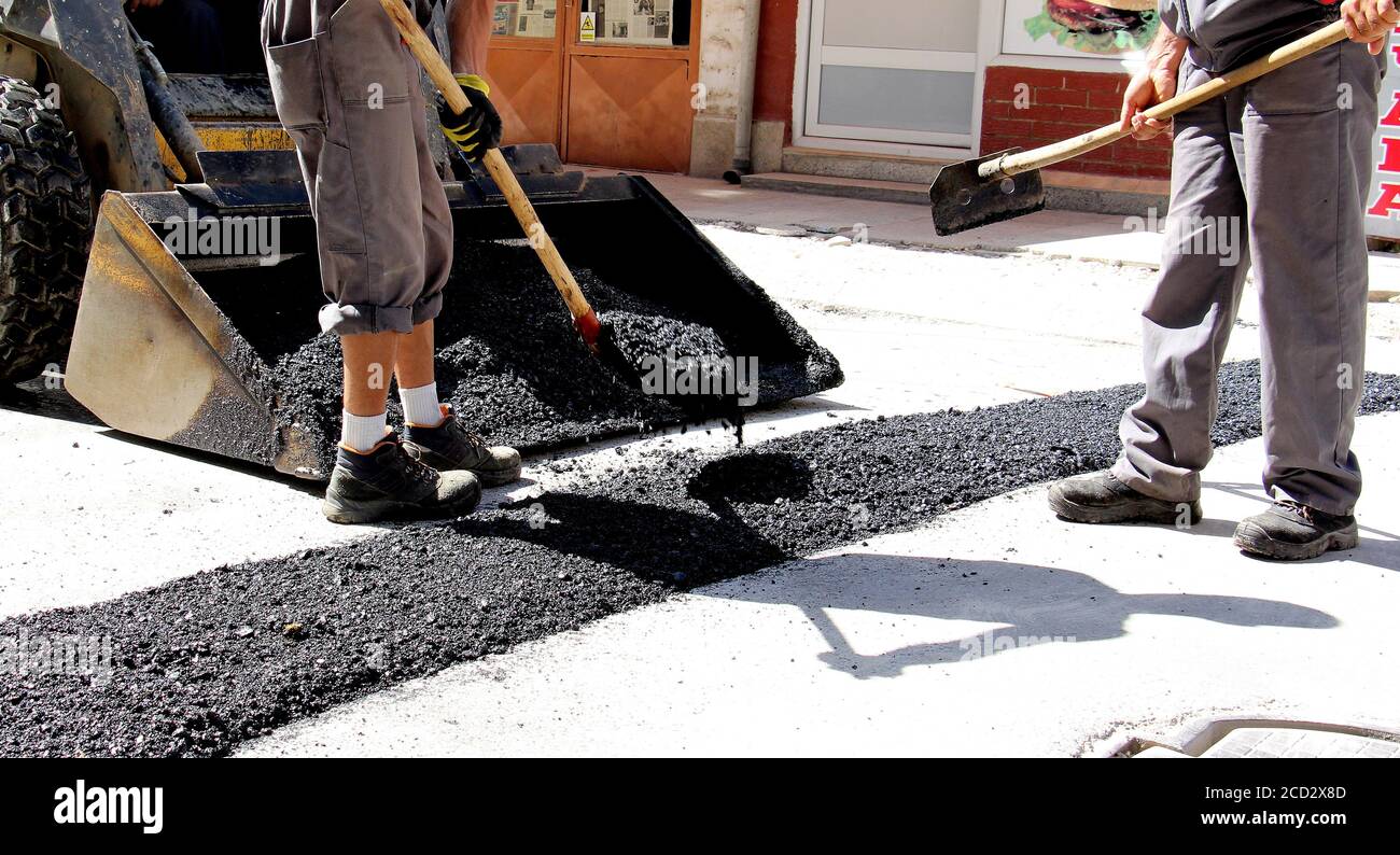Repair of road or street surface, image of a Stock Photo - Alamy