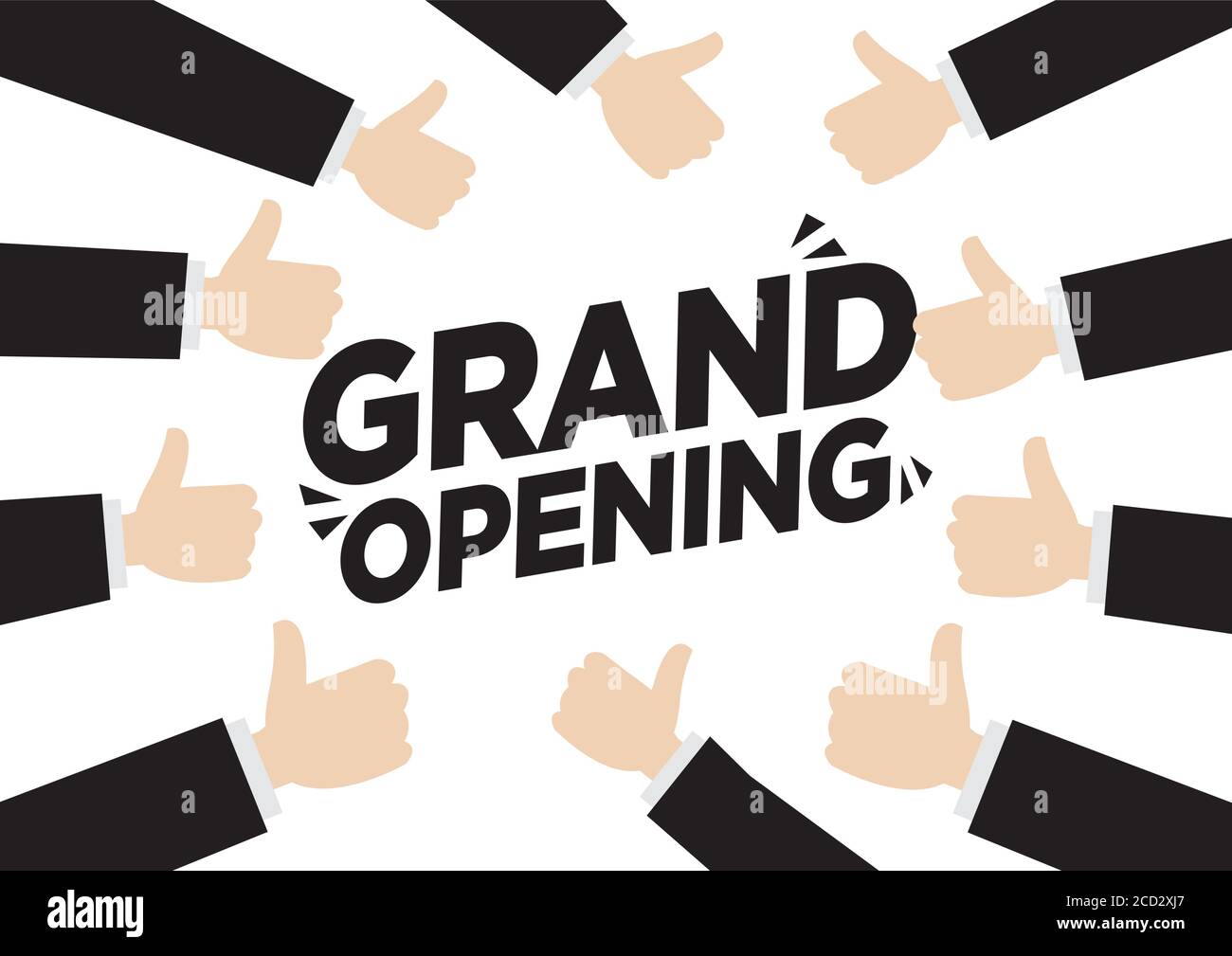Grand opening sale message with lots of business thumb up hands. Design ...
