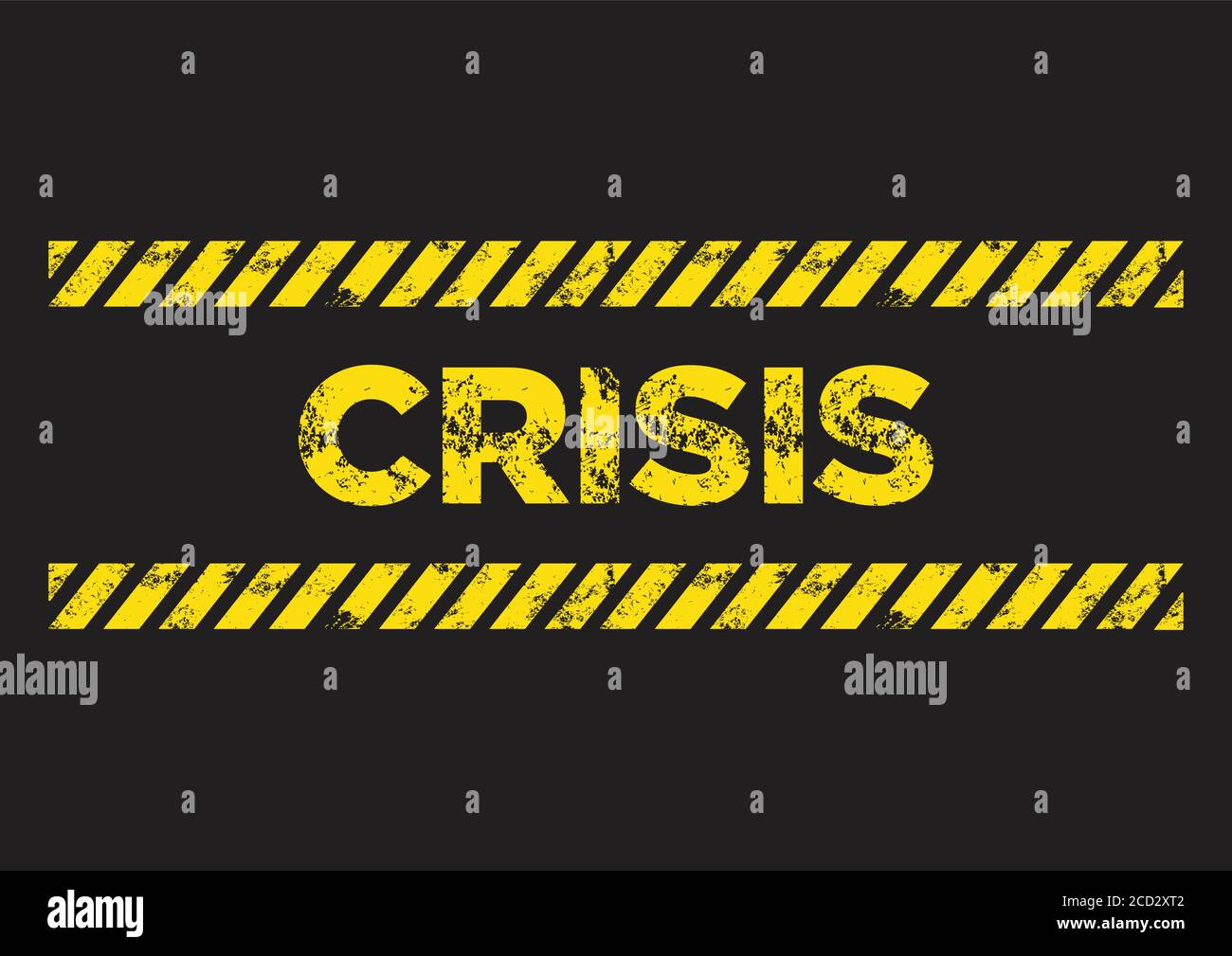 Crisis danger sign. Broken distress yellow font text. Concept of hazard ...