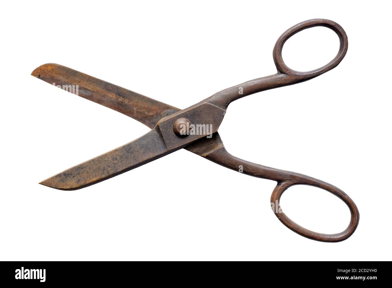 Old rusty scissors, opened, isolated on white background Stock Photo ...