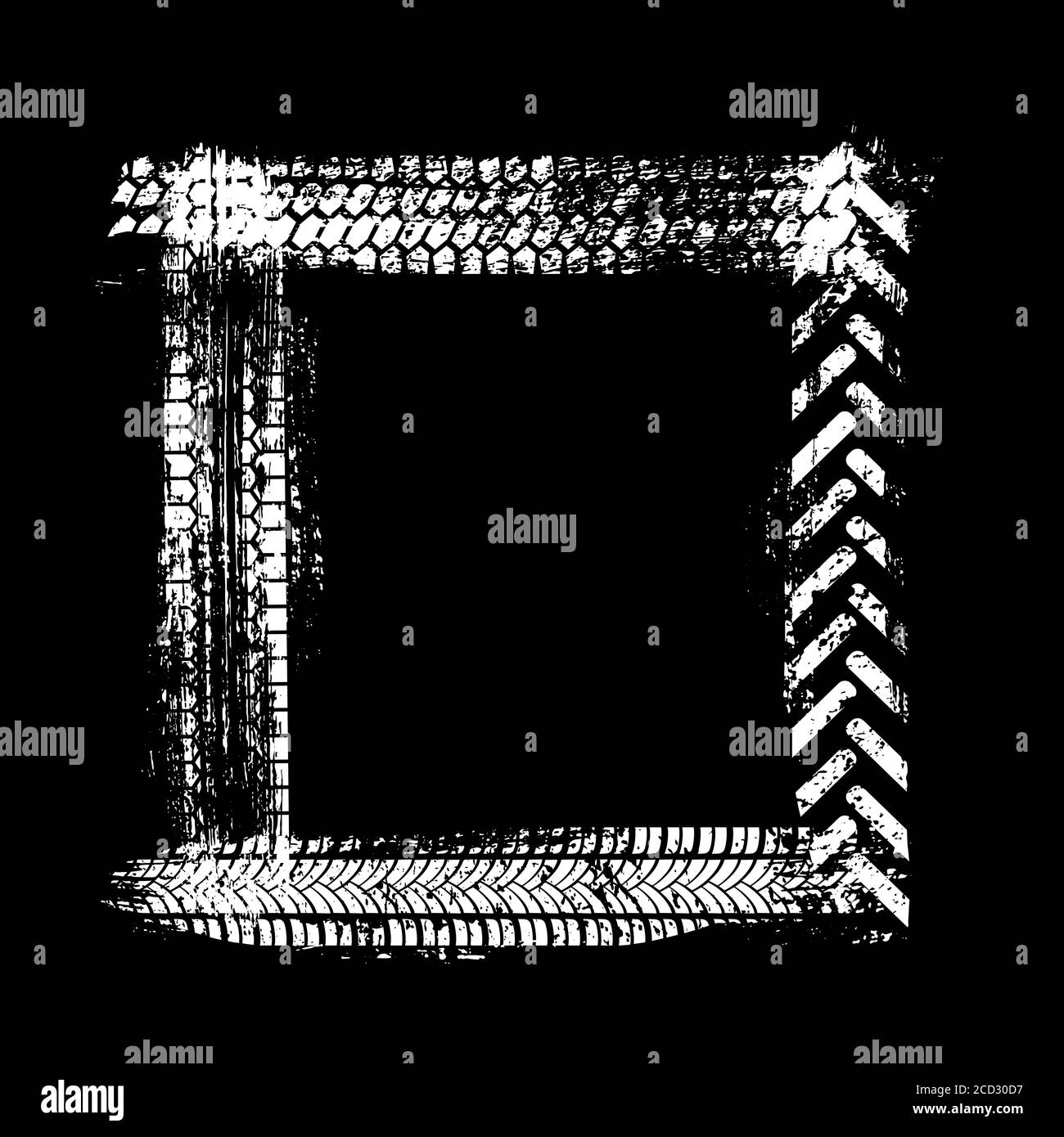 Tire track square frame isolated on black backdrop Stock Vector Image ...