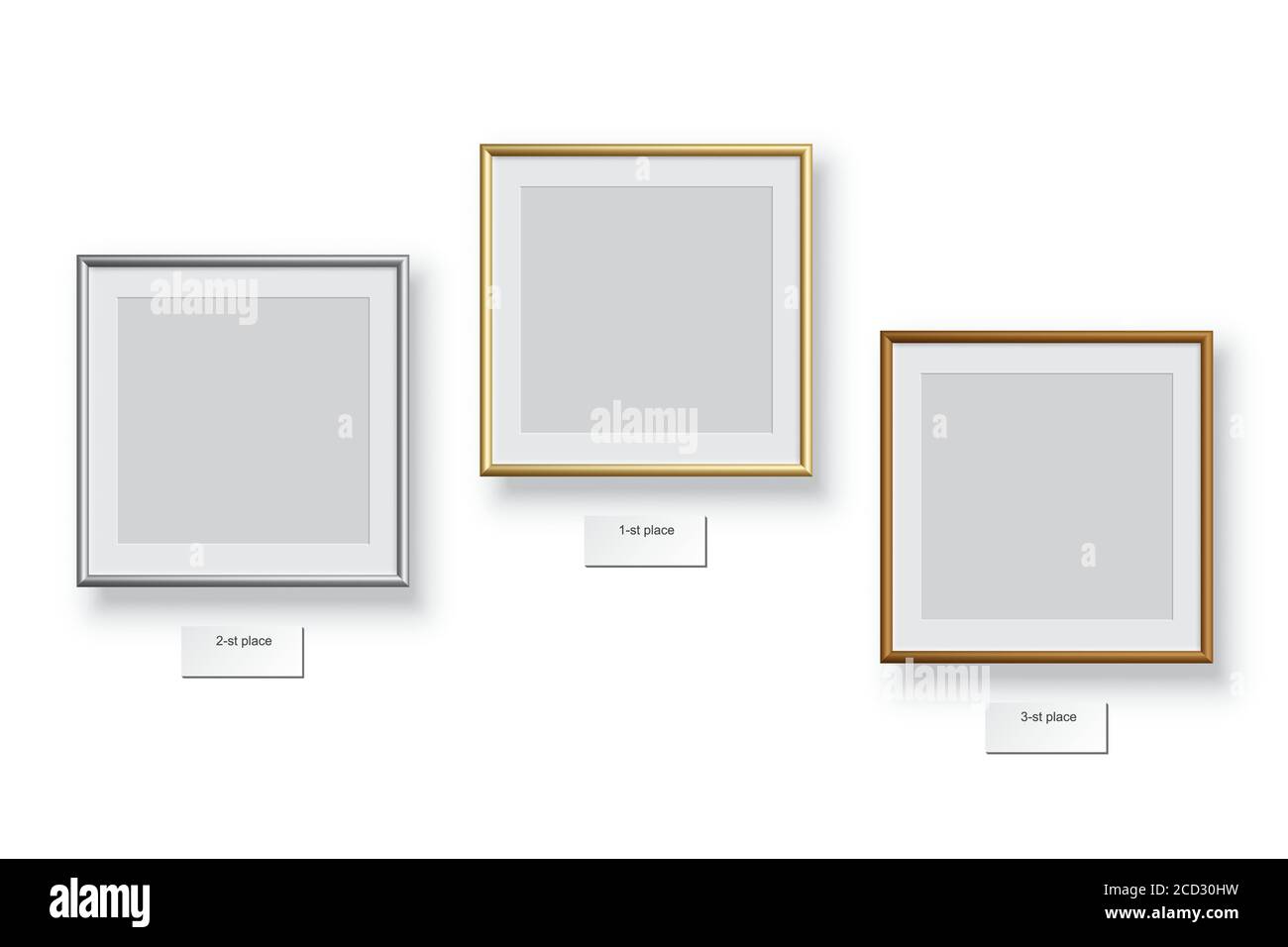 Square podium frames. Golden, silver and bronze borders isolated on ...