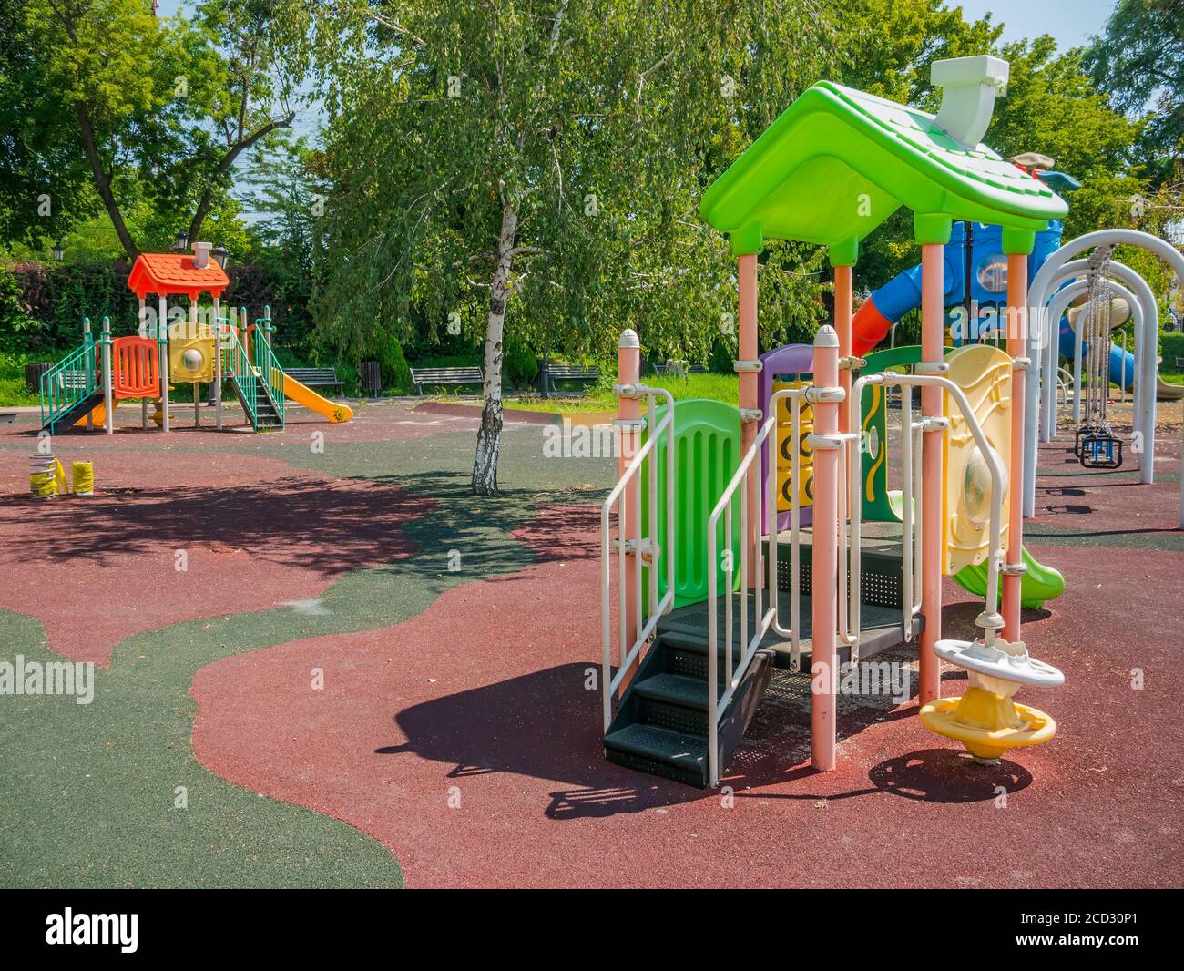 An empty children's playground in Bucharest, Romania Stock Photo - Alamy