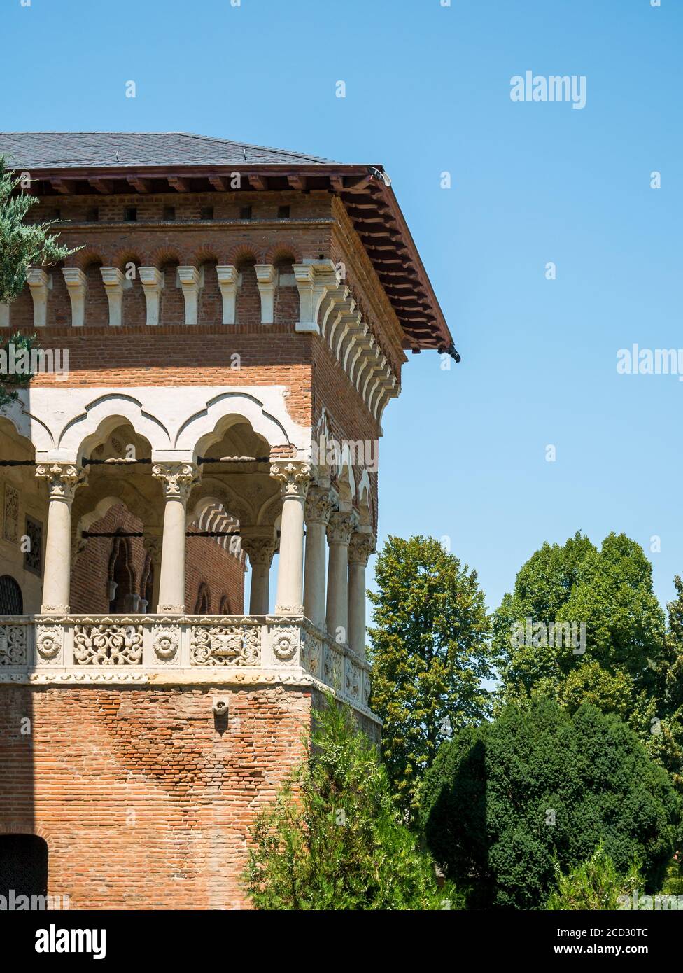 Mogosoaia/Romania - 07.29.2020:Architectural detail with a balcony of ...