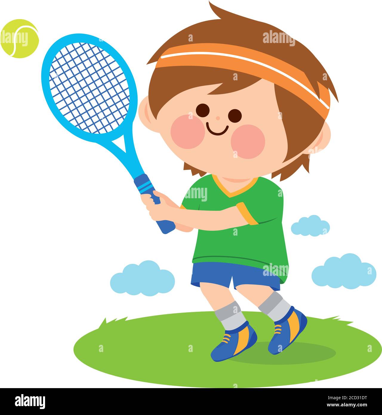 Boy playing tennis. Vector illustration Stock Vector Image & Art - Alamy