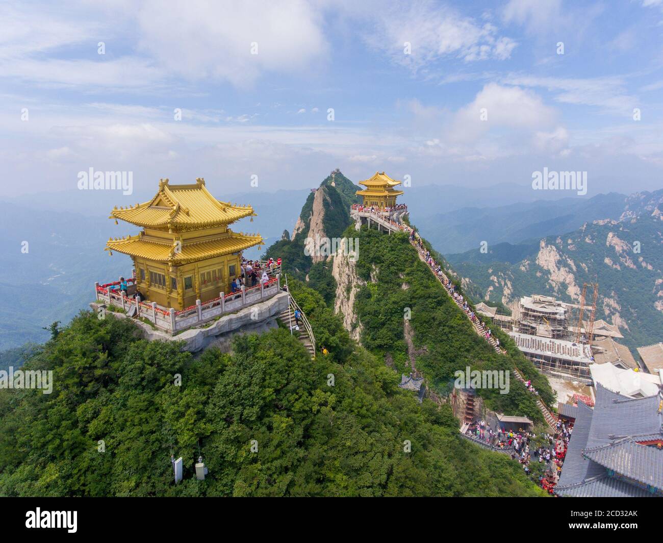 Aerial view of the Laojun Temple, a Taoist temple of 2200 meters above ...