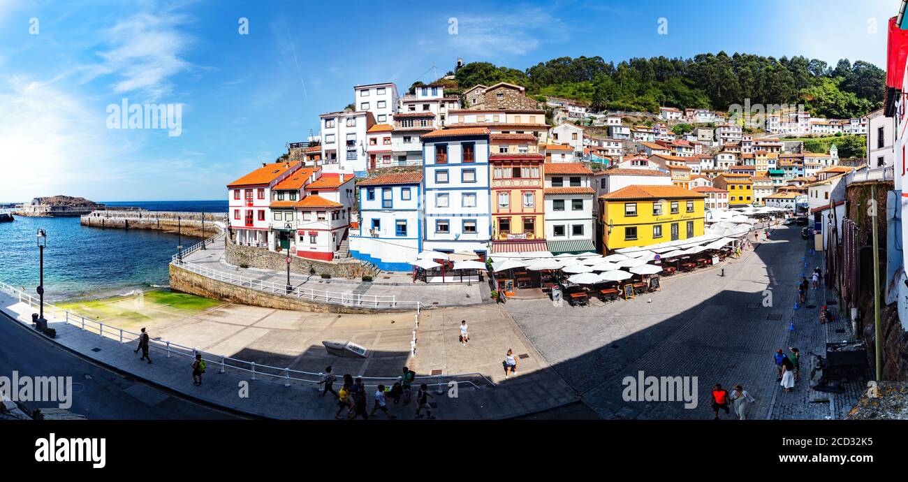 Cudillero, Spain - August 23 2019: Colorful traditional houses in ...