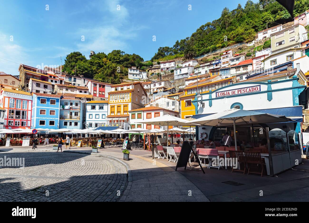 Cudillero, Spain - August 23 2019: Tourists in the traditional and ...