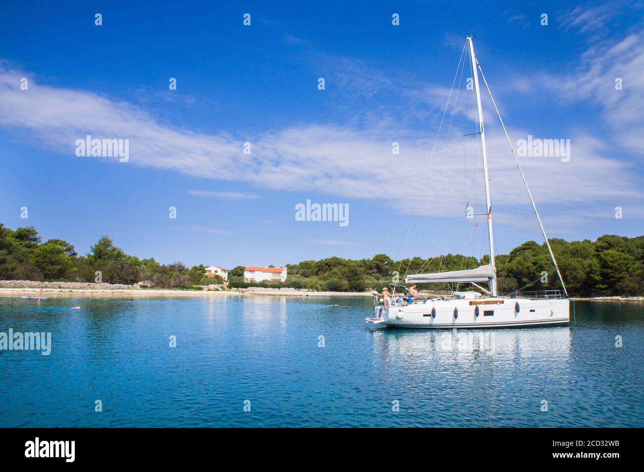 Illustrative photo, an anchored sailing yacht in Lucica bay, Veli Rat ...