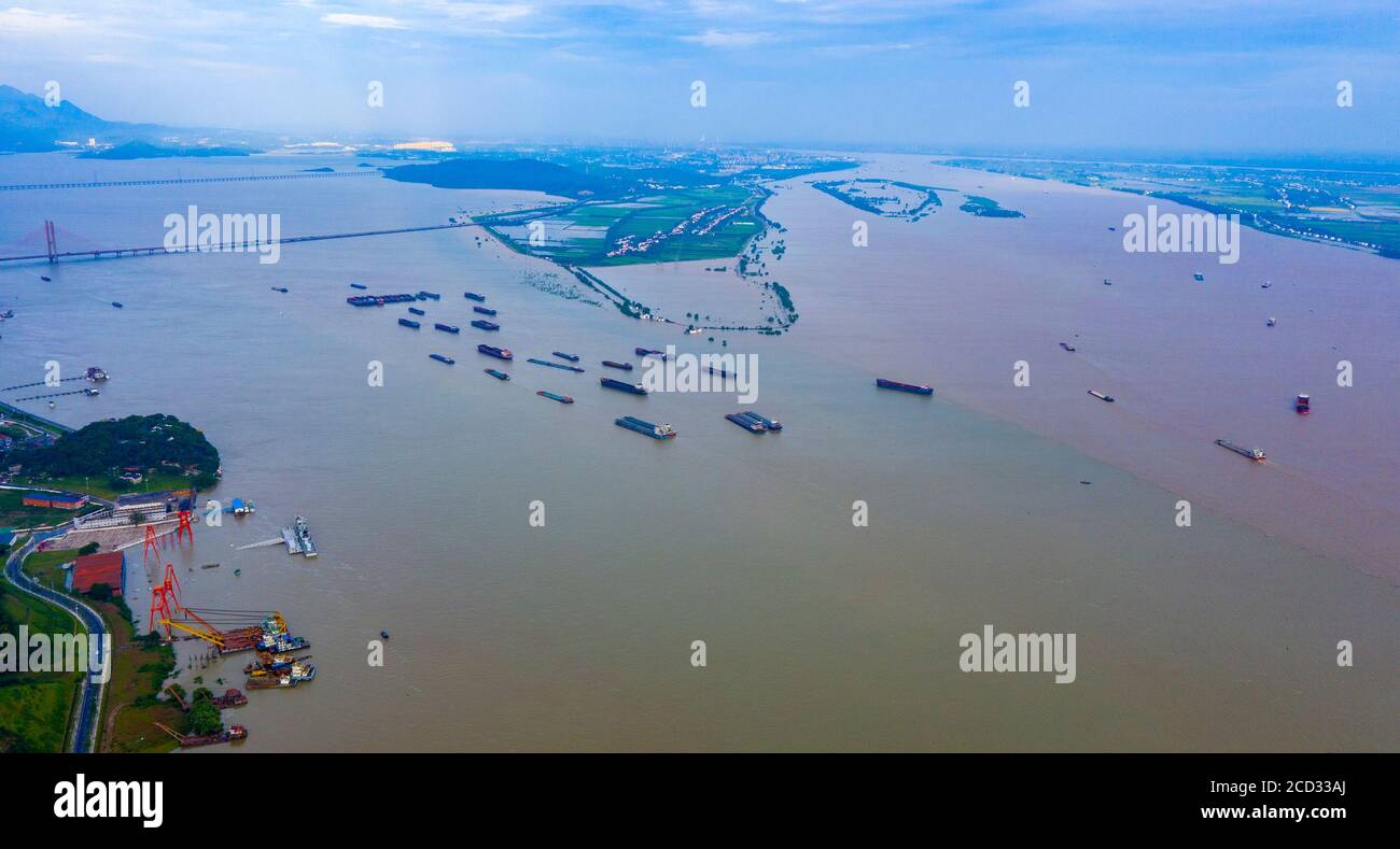An aerial view of the Poyang Lake, the largest freshwater lake in China ...