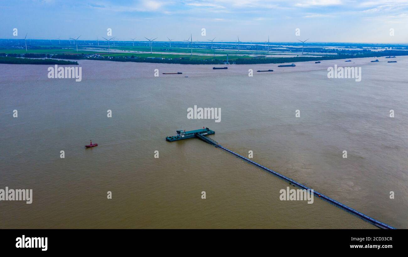 An aerial view of the Poyang Lake, the largest freshwater lake in China ...