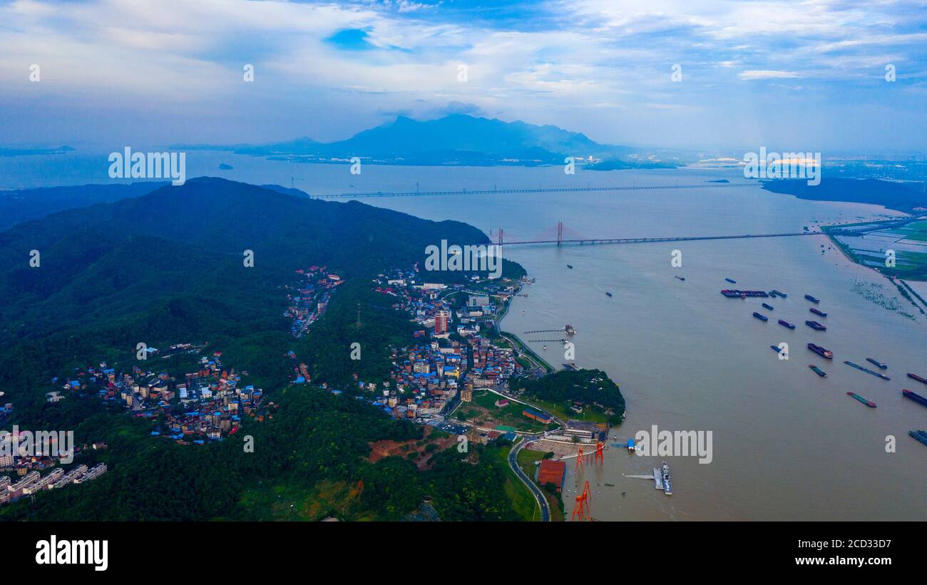 An aerial view of the Poyang Lake, the largest freshwater lake in China ...