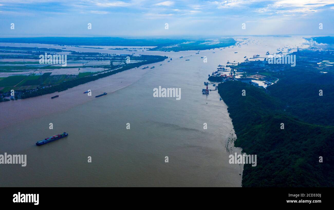 An aerial view of the Poyang Lake, the largest freshwater lake in China ...