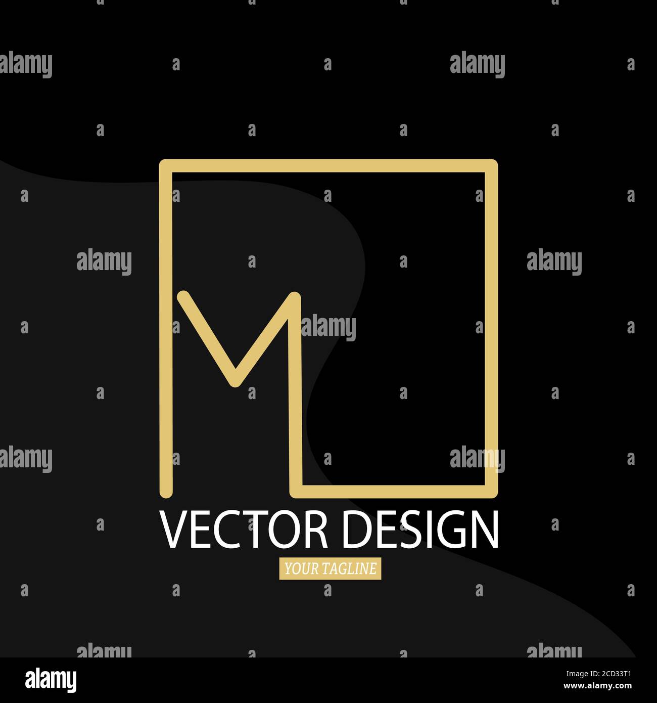Stylized letter M with a square frame. Vector template for logo, label ...