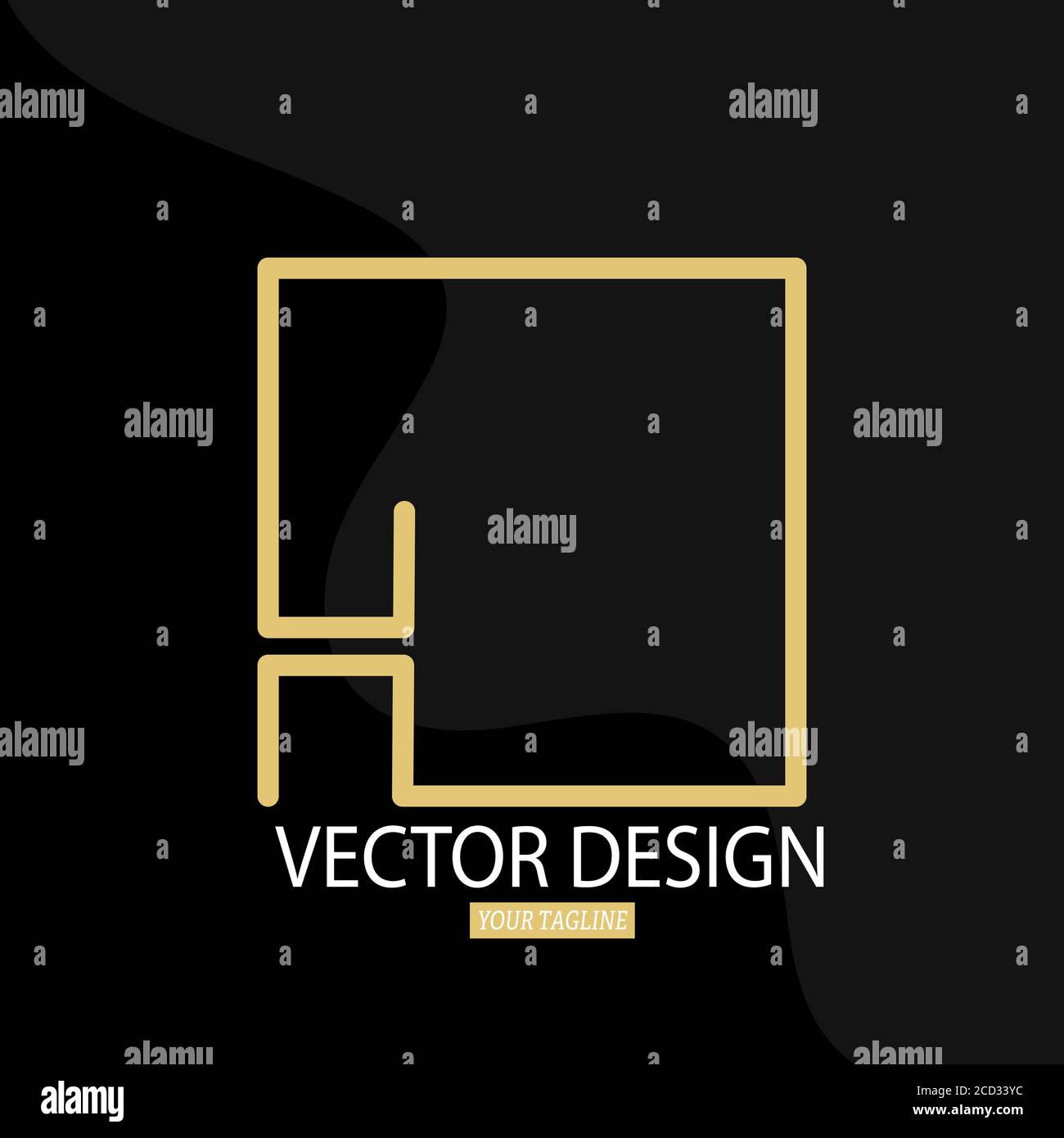 Stylized letter H with a square frame. Vector template for logo, label ...