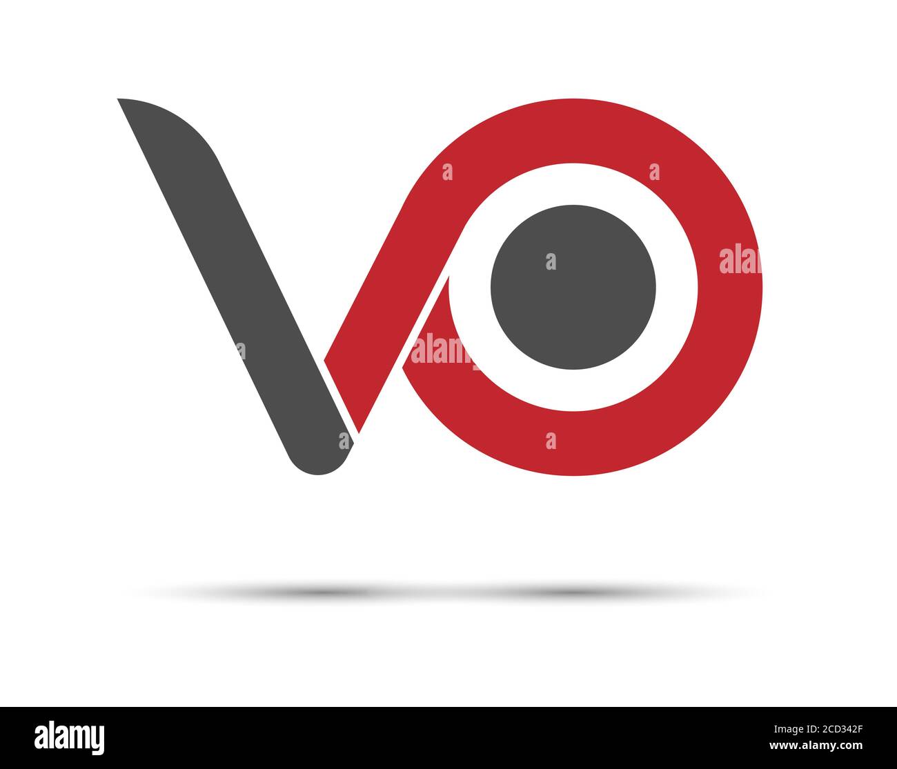 Stylized lowercase letters V and O are linked by a single line for a ...