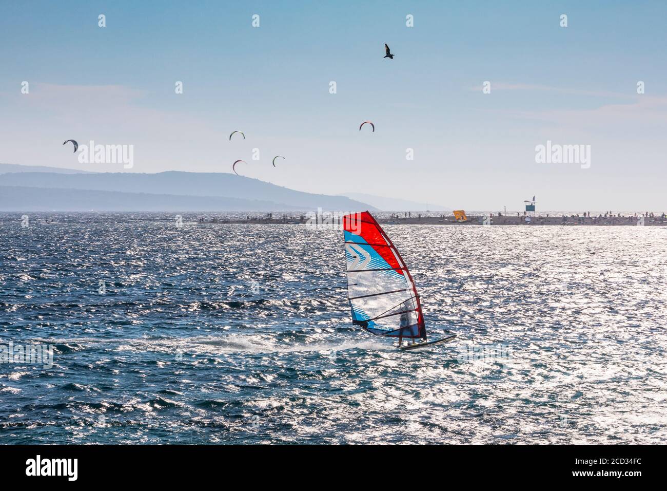 Windsurfing and kiting in Bol island Brac Stock Photo - Alamy