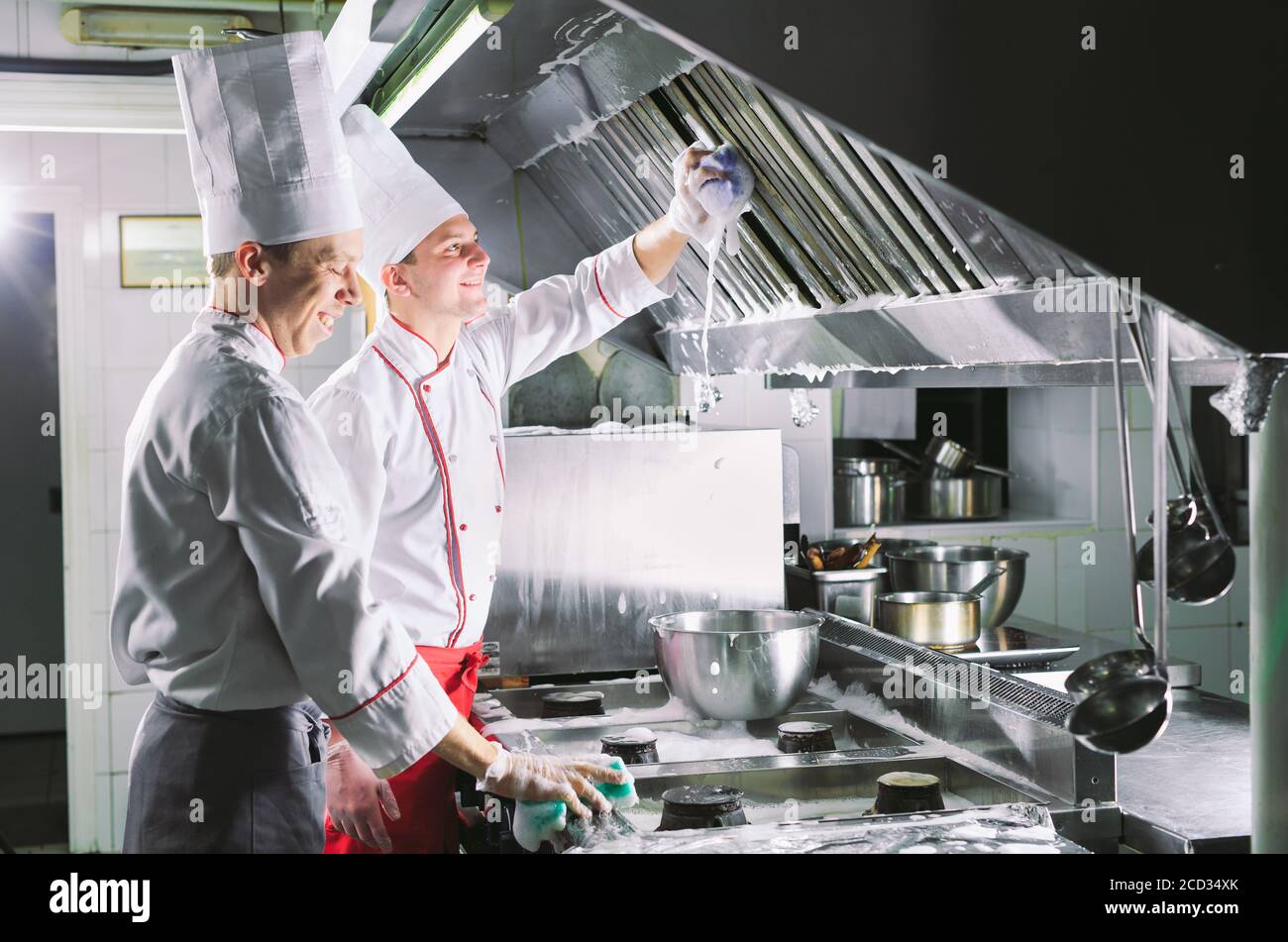 Sanitary day in the restaurant. Repeats wash your workplace. Cooks wash ...