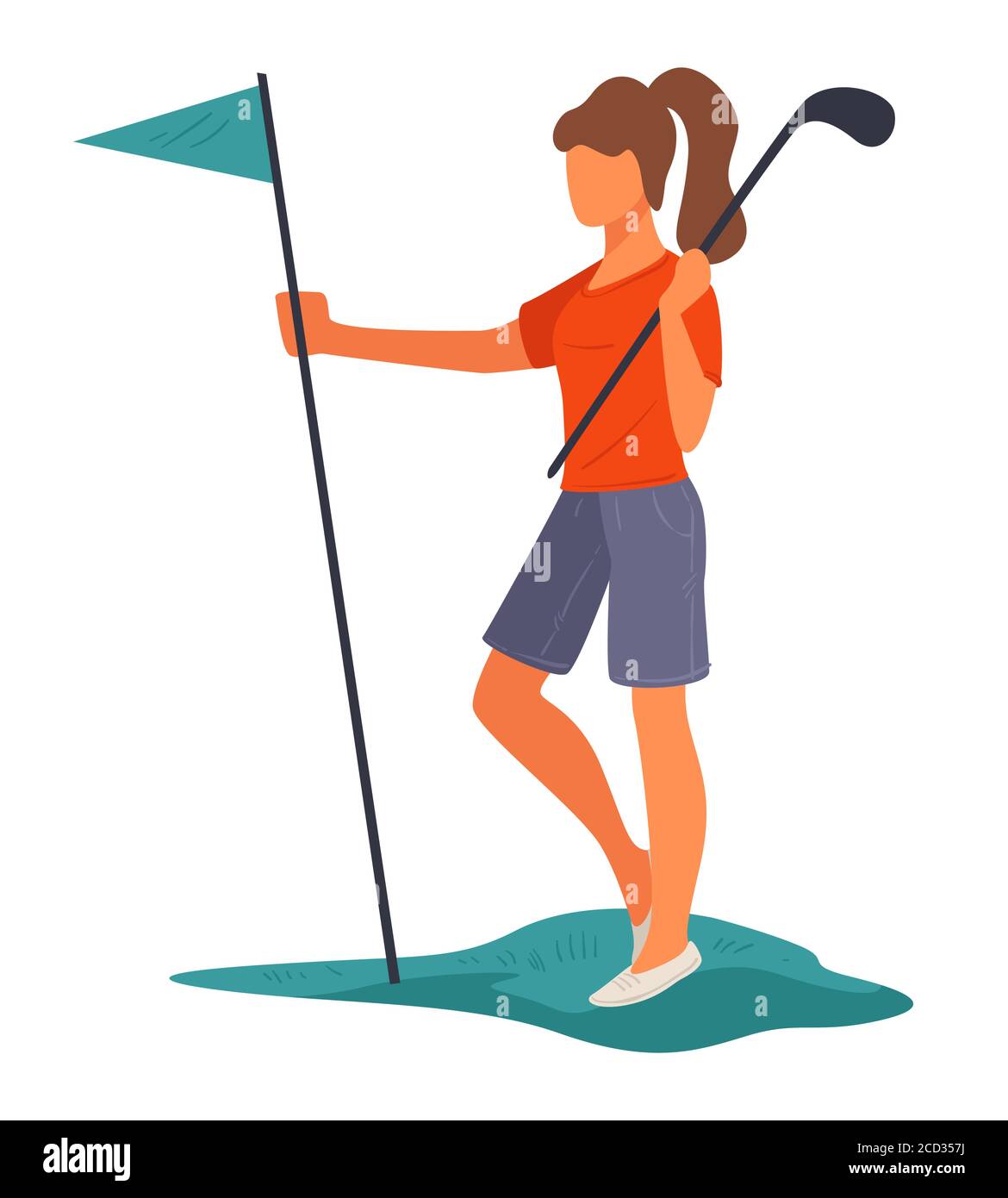 Golfer with pole and flag, playing golf vector Stock Vector Image & Art ...