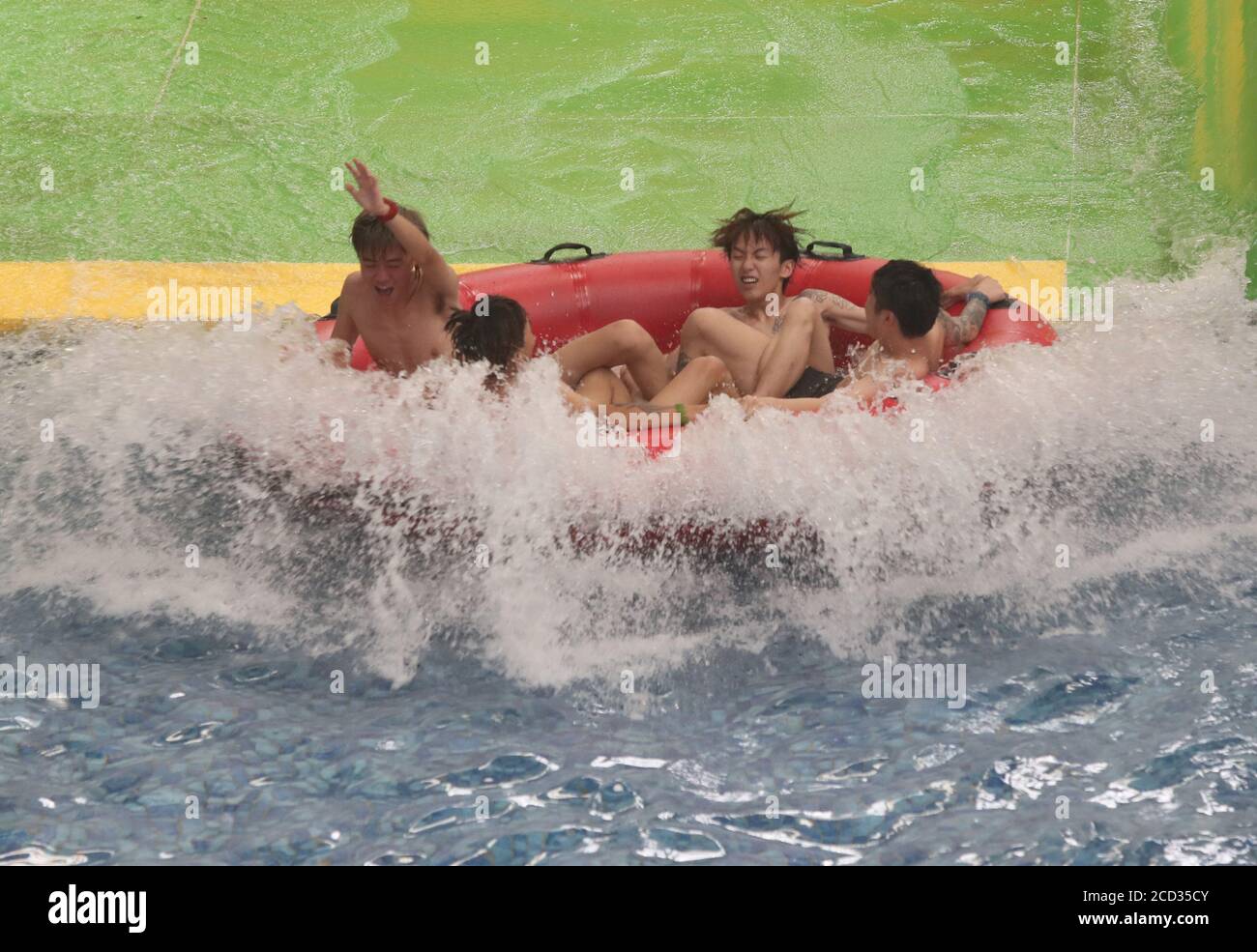 Citizens enjoy water and various aquatic activities to relieve from scorching summer heat as the ...