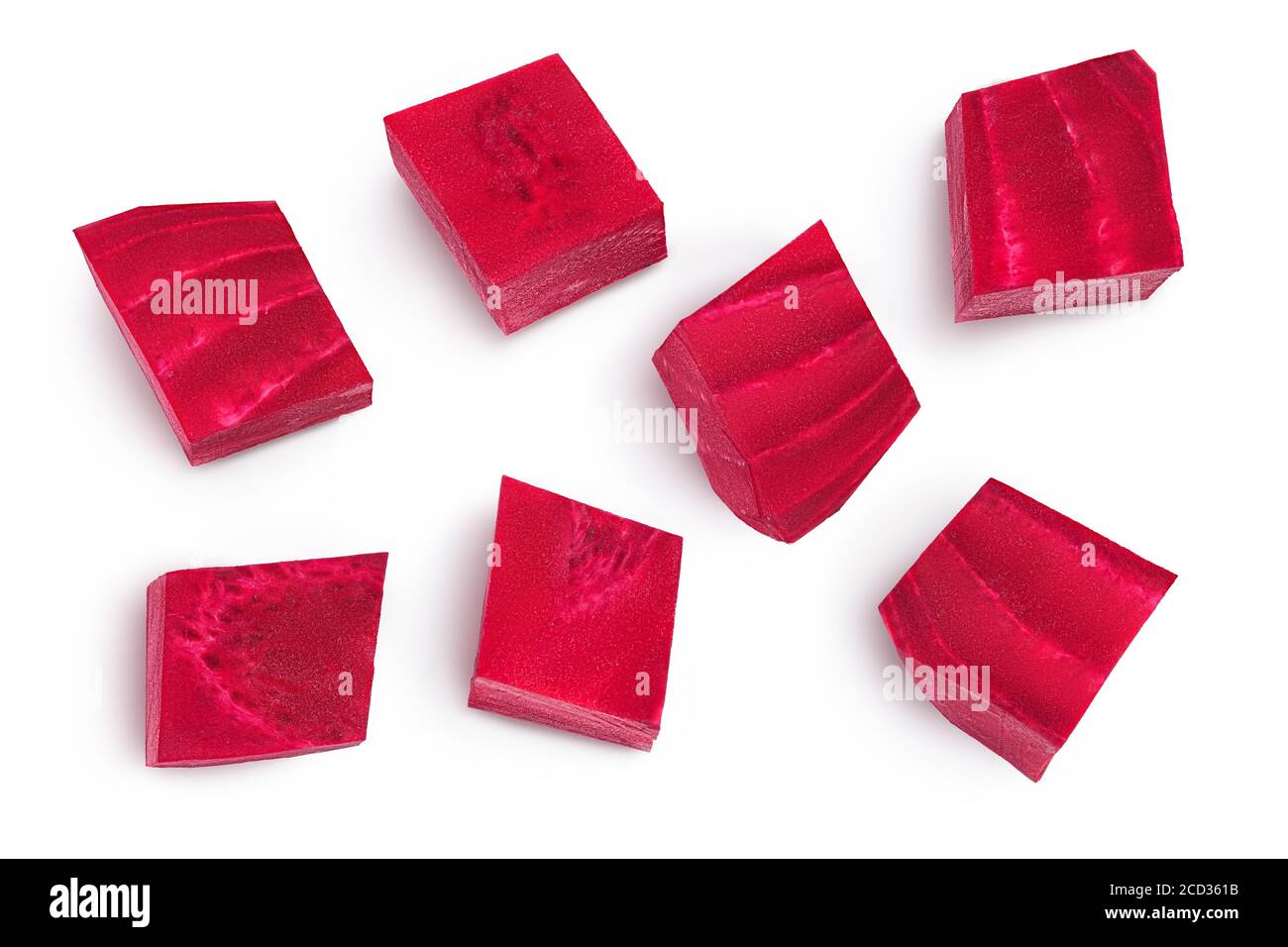 beetroot diced isolated on white background with clipping path and full ...