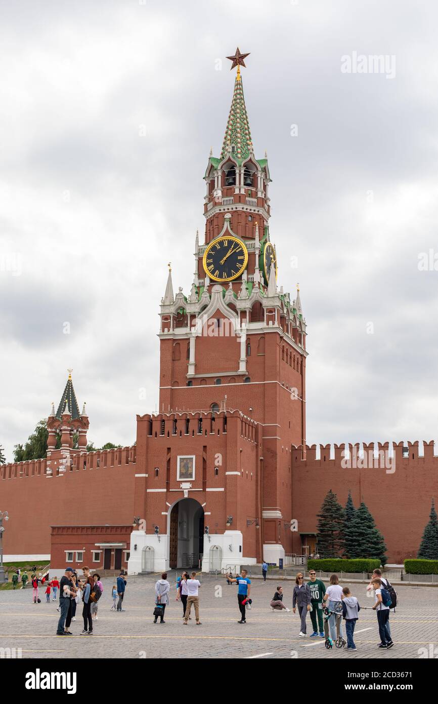 Moscow, Russia - August 24, 2020: Spasskaya Tower on Red Square ...