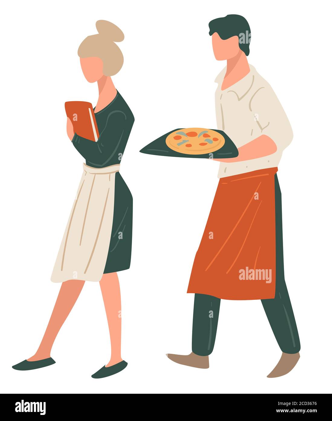 Waiter and waitress of Italian restaurant, workers vector Stock Vector ...