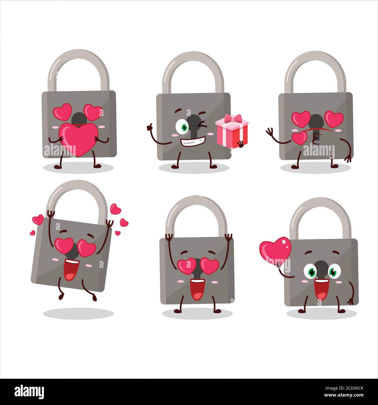 Lock cartoon character with love cute emoticon Stock Vector Image & Art ...