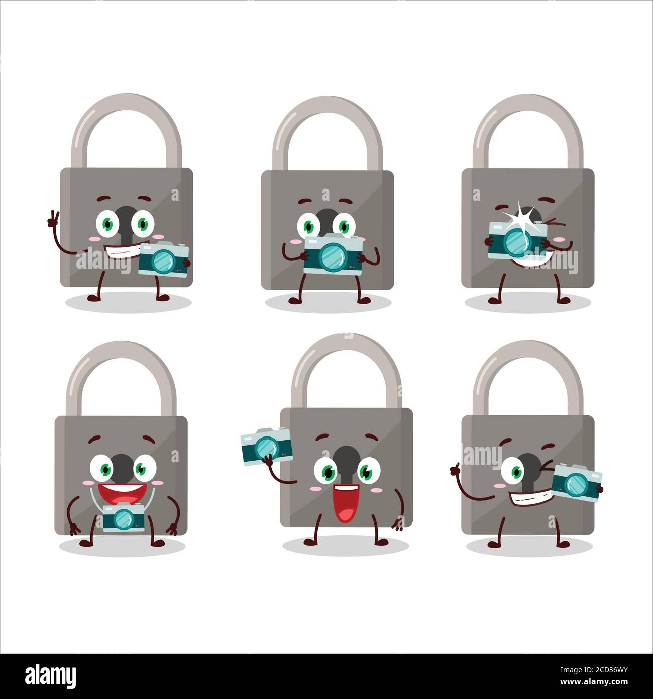 Photographer profession emoticon with lock cartoon character Stock ...