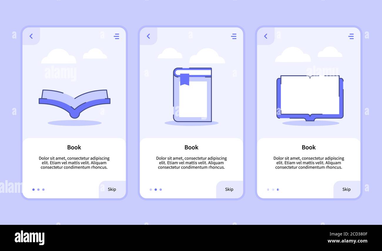 Book for mobile apps template banner page UI with three variations ...