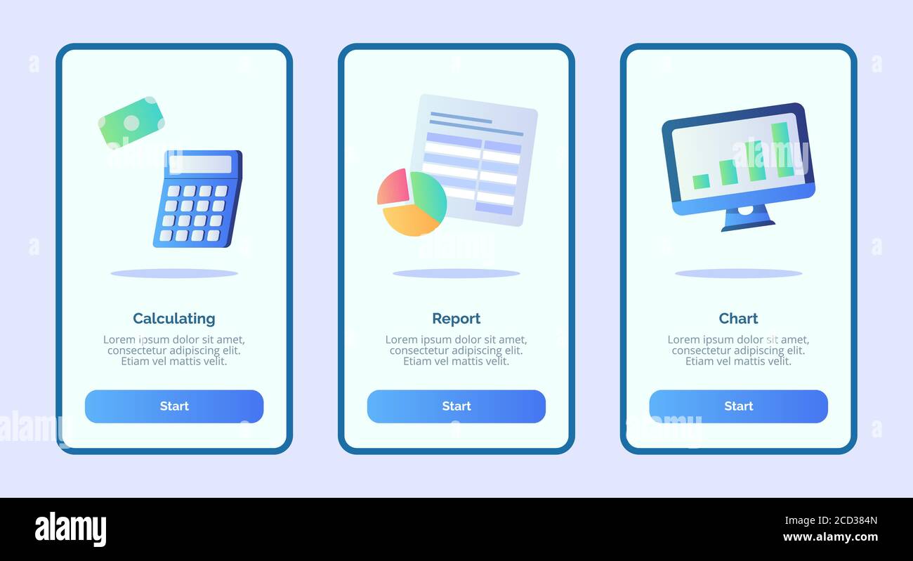 Calculating report chart for mobile apps template banner page UI with ...