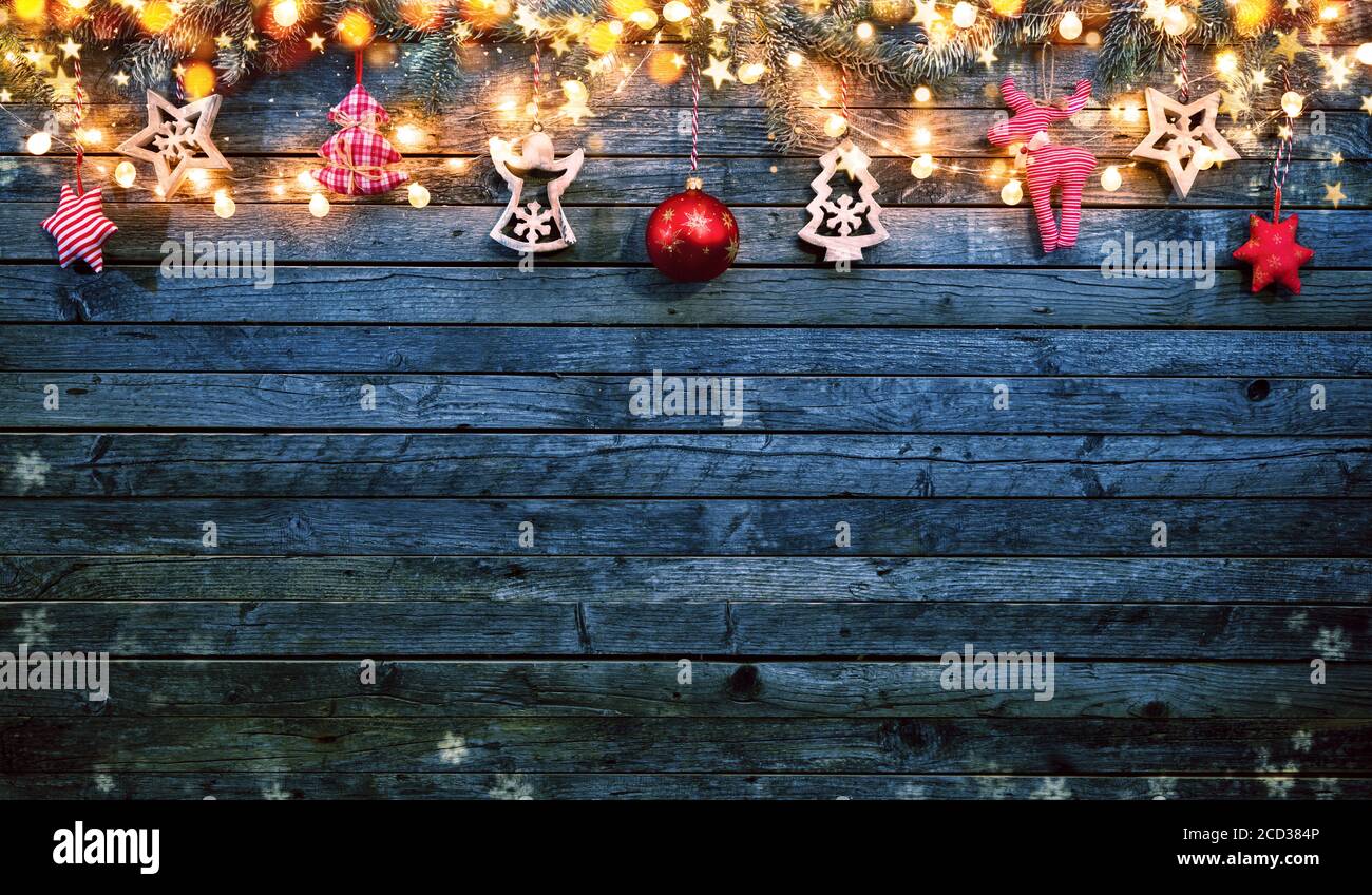 Decorative Christmas rustic background with wooden planks. Free space ...