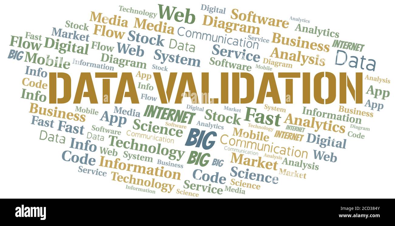 Data Validation vector word cloud, made with the text only Stock Vector ...