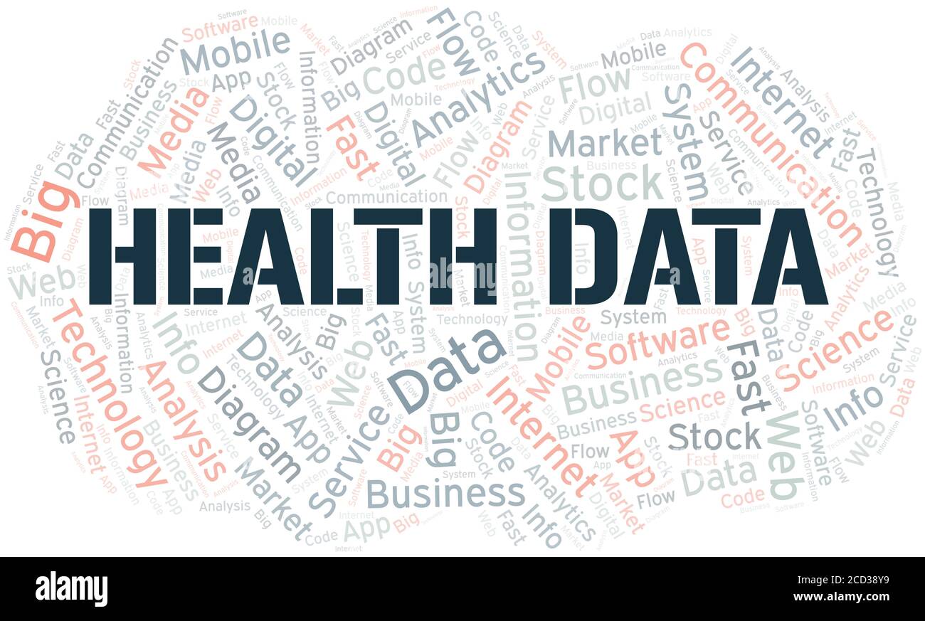 Health Data vector word cloud, made with the text only Stock Vector ...