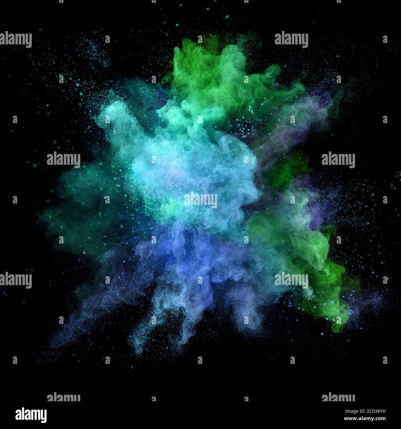Explosion of coloured powder isolated on black background Stock Photo ...
