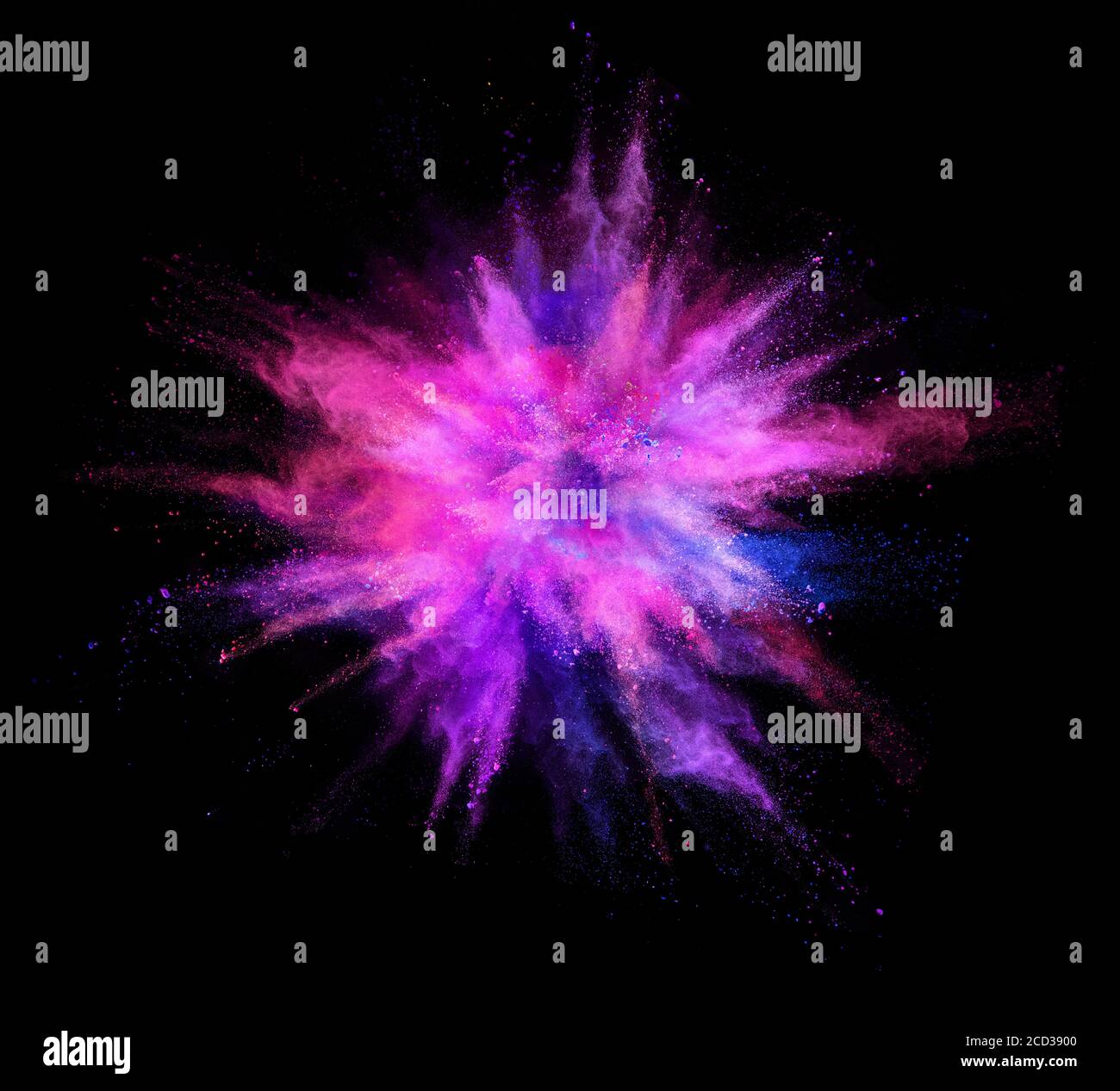 Explosion of coloured powder isolated on black background Stock Photo ...