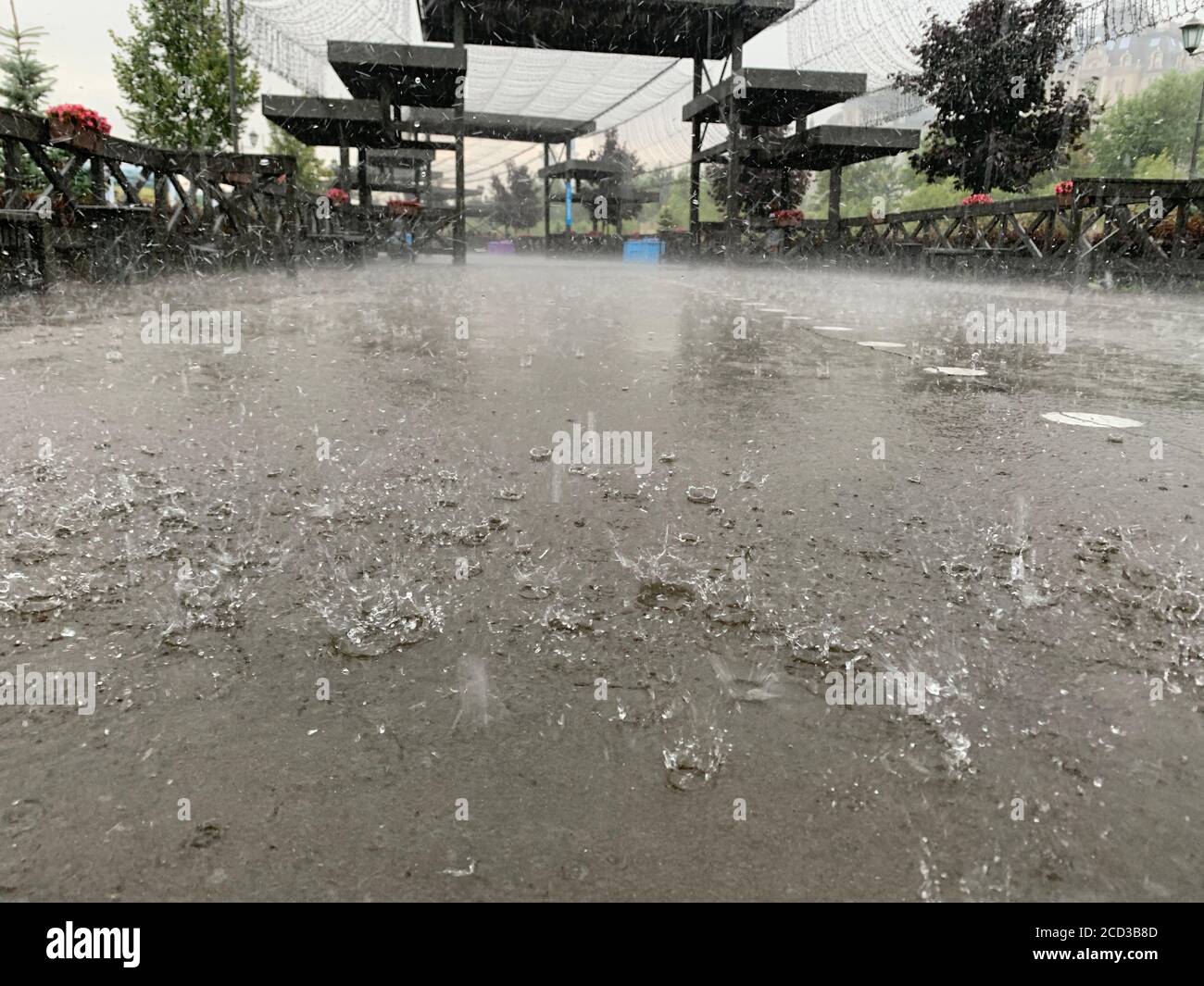 Heavy rain on the street Stock Photo - Alamy