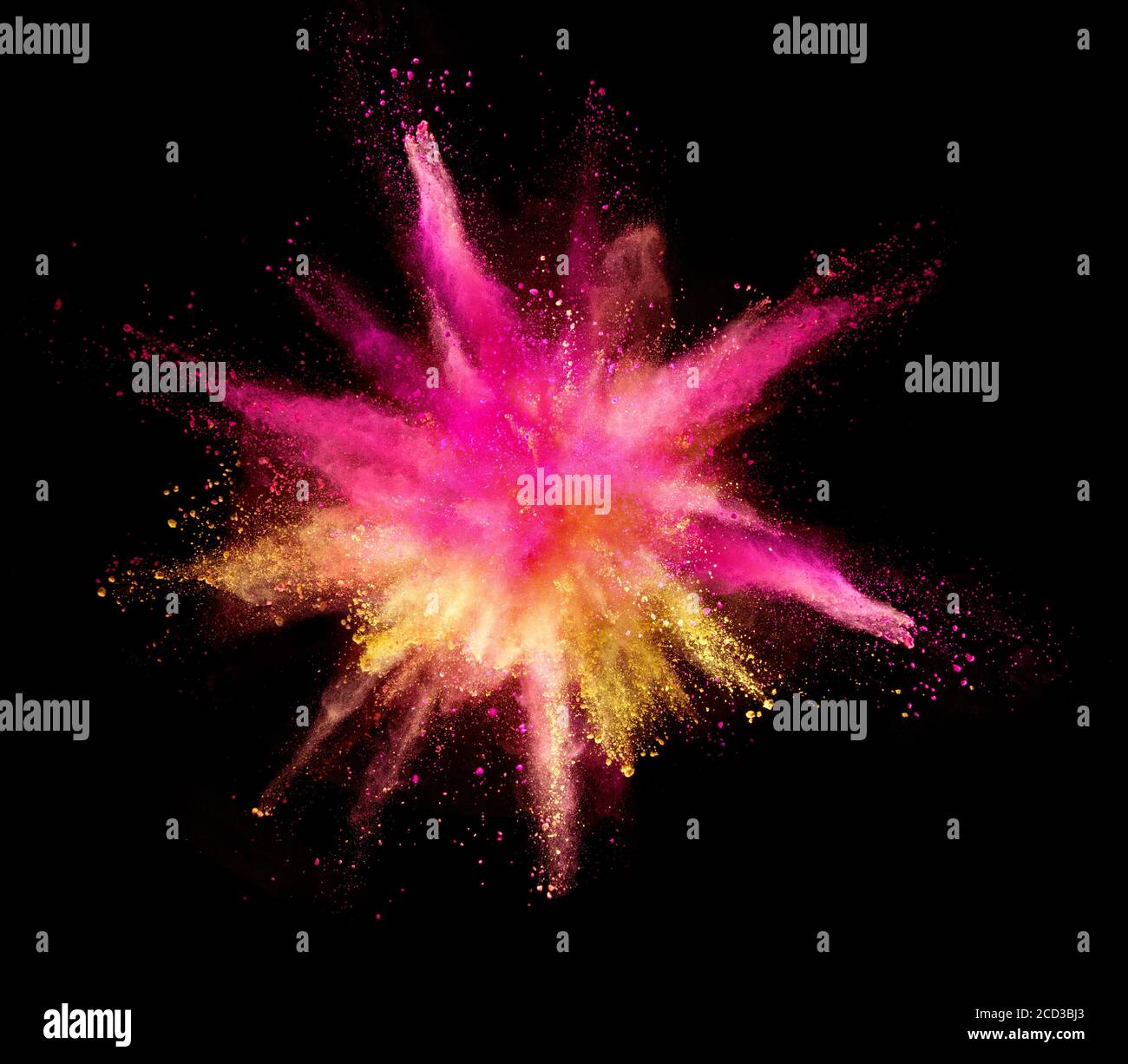Explosion of coloured powder isolated on black background Stock Photo ...