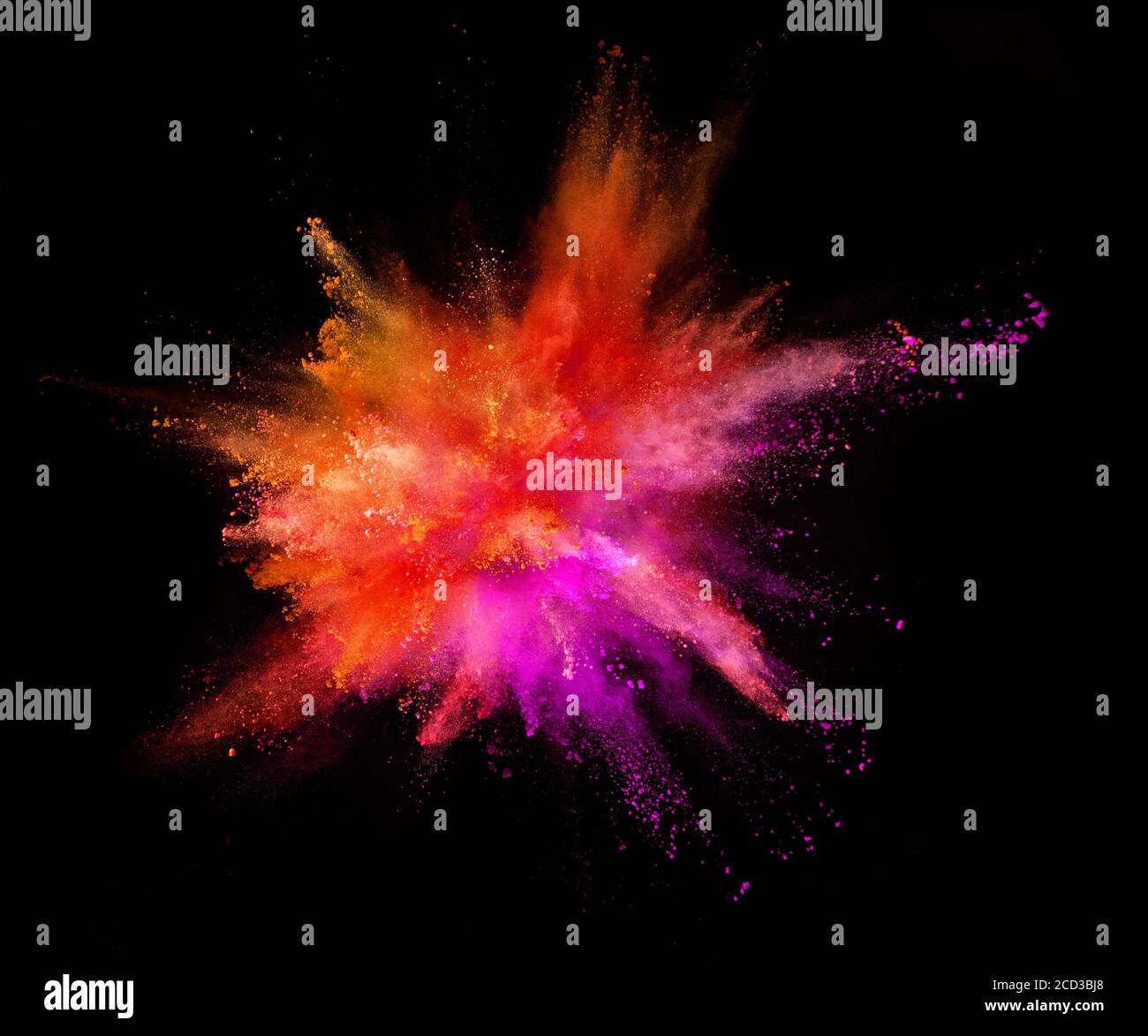 Explosion of coloured powder isolated on black background Stock Photo ...