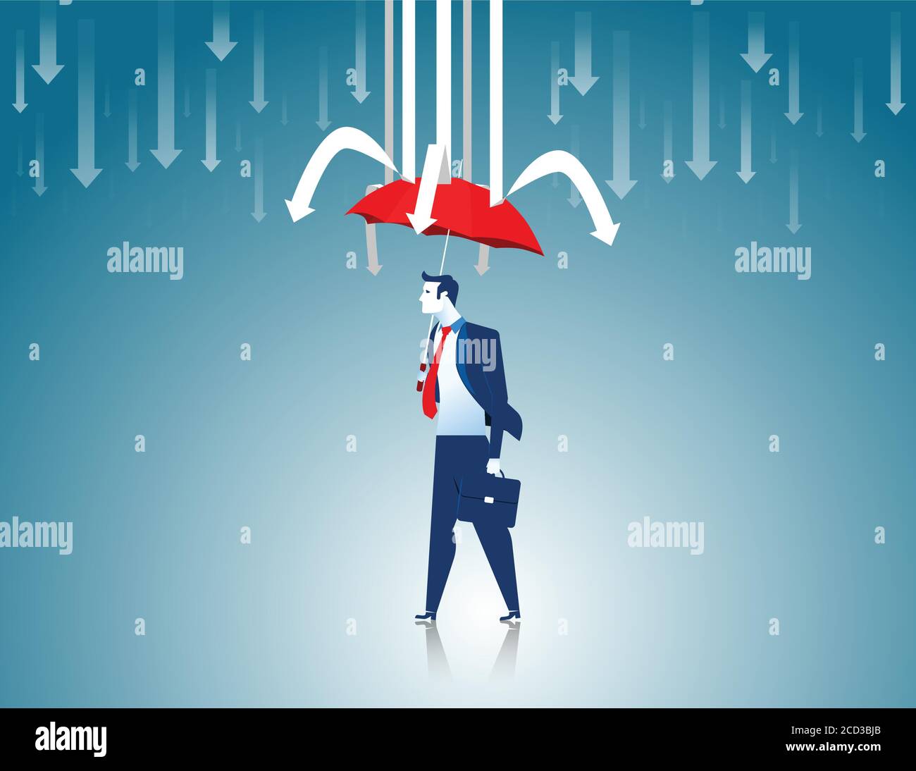 Protection. Businessman red umbrella the prevent arrows. Concept ...