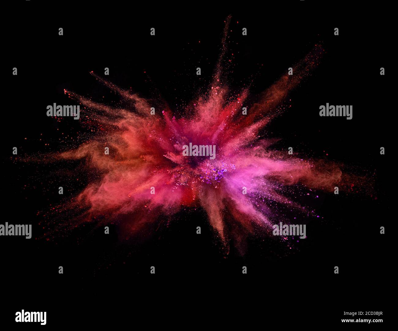 Explosion of coloured powder isolated on black background Stock Photo ...