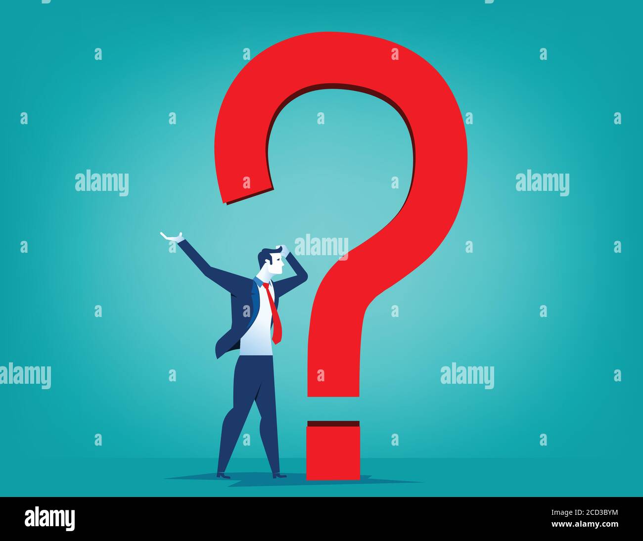 Businessman with question mark. Concept business illustration. Vector ...