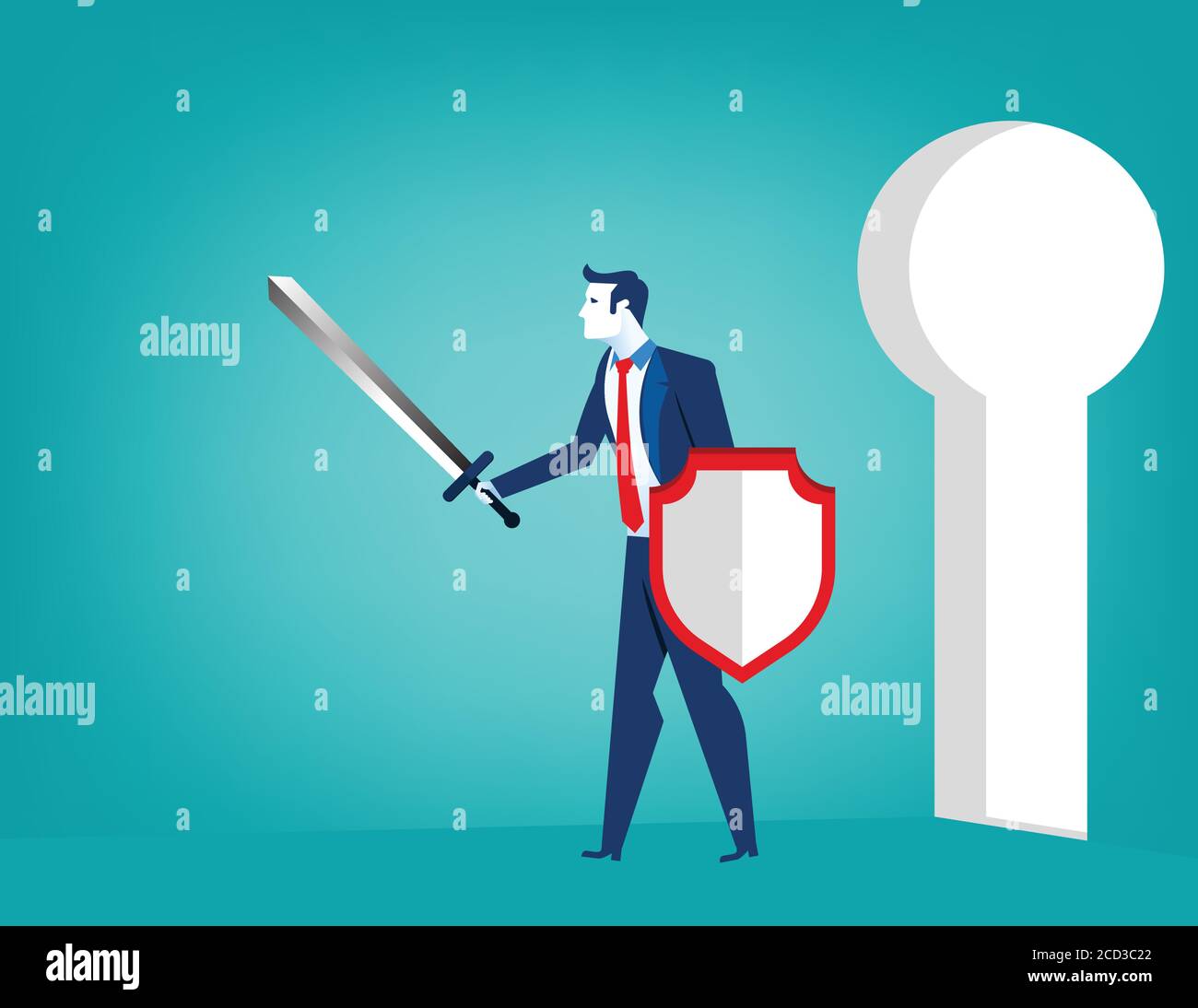 Businessman defending. Concept business illustration. Vector flat Stock ...