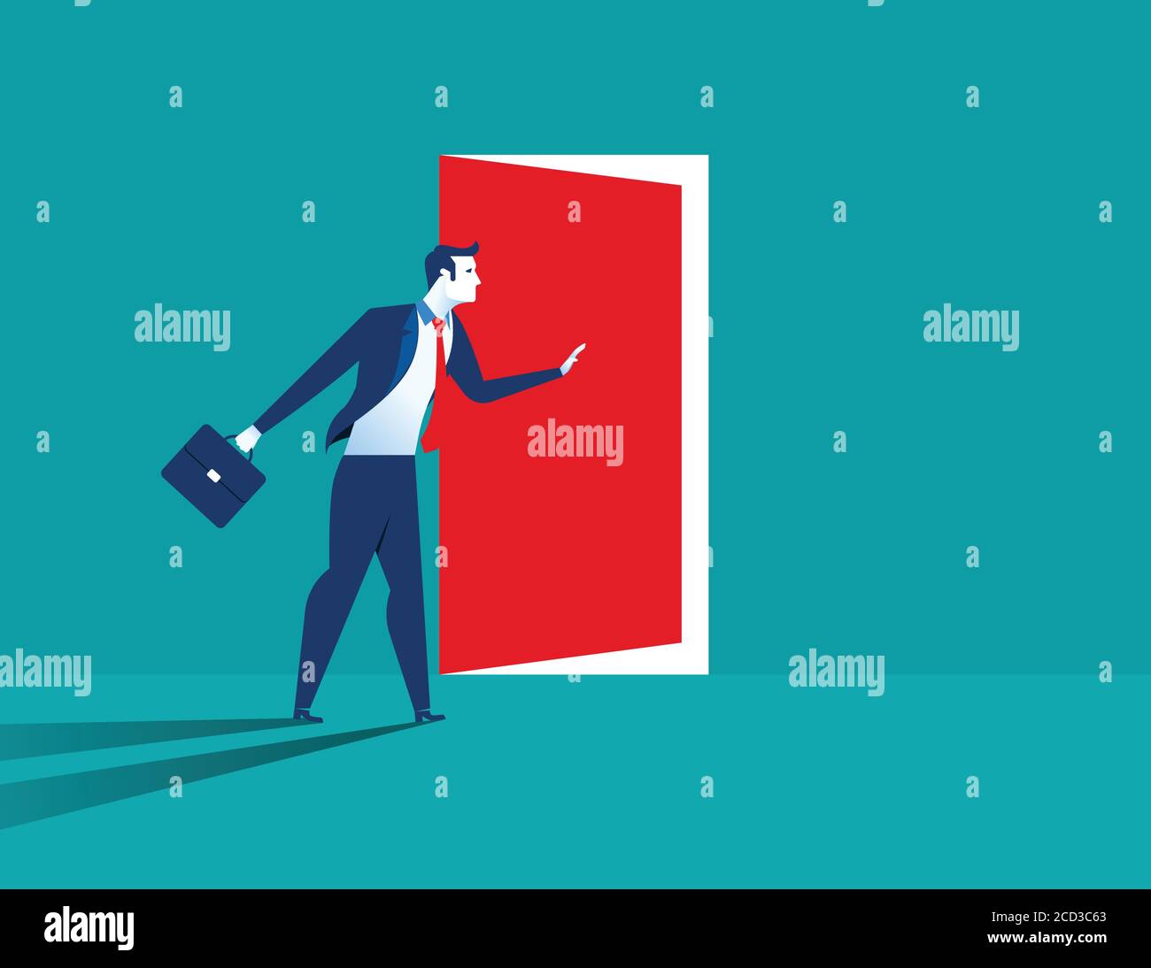 Businessman opening door. Concept business illustration. Vector flat ...