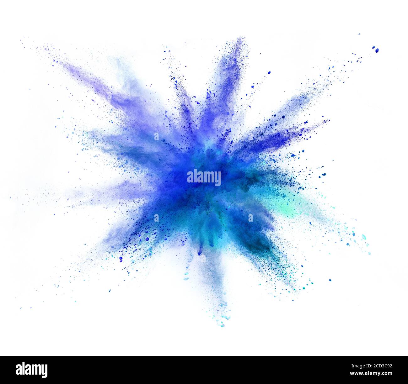 Explosion of coloured powder isolated on white background. Abstract ...