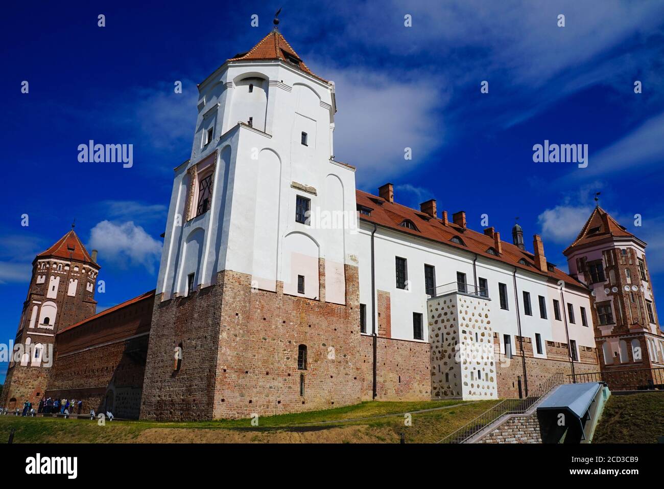Low angle shot of famous Mir castle complex in Belarus Stock Photo - Alamy
